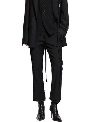 ANN DEMEULEMEESTER Virgin Wool Cigarette Trousers - Black
