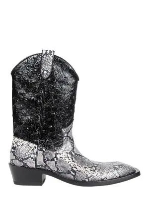 MARTINE ROSE Martine Rose Ostrich And Python Print Leather Cowboy Boots