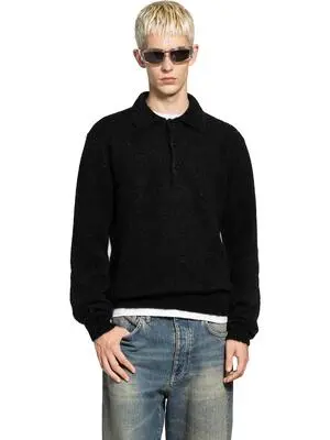 SUNFLOWER Mohair Alpaca Blend Polo Sweater - Black