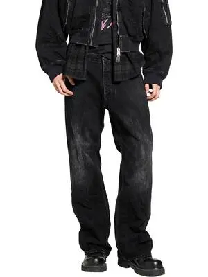 Balenciaga Distressed Baggy Jeans - Black