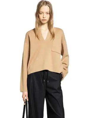 Max Mara Zibello Wool-cashmere V-neck Sweater - Beige