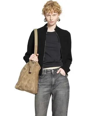 6397 High Neck Zip-up Sweatshirt In Extrafine Merino Wool - Black