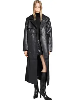 THE GARMENT Brooklyn Leather Trench Coat - Black