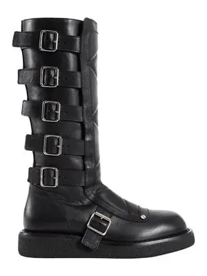 ANN DEMEULEMEESTER Ditte Buckled Calfskin Boots - Black