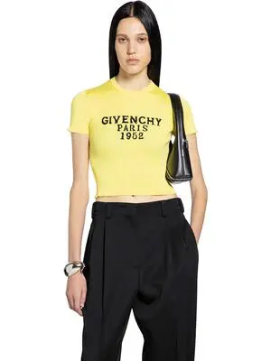 Givenchy Paris 1952" Jacquard Cropped Top - Yellow