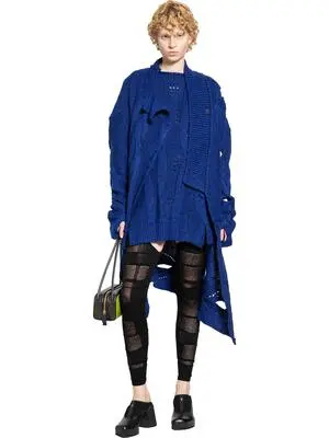 HALOS HALOS Sapphire Alpaca Wool Cable Knit Coat Blue