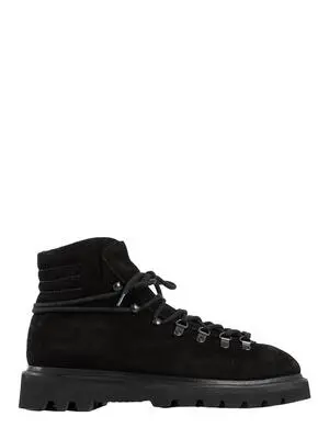 Premiata Washed Nubuck Leather Lace-up Combat Boots - Black