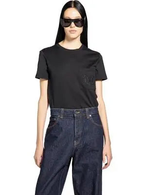 Max Mara Cotton Jersey T-shirt With Monogram Embroidery - Black