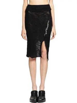 HALOS Textured Alpaca Wool Knit Skirt With Graphic Stitching