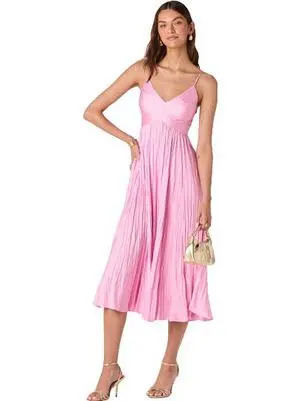 Astr The Label Maeve Pleated Midi Dress - Pink