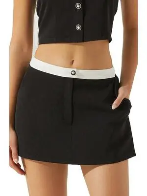 Astr The Label Rory Contrast Trim Skort - Black White