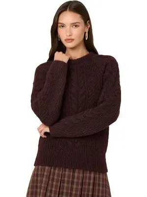 Astr The Label ASTR The Label Taran Cable Knit Sweater Wine