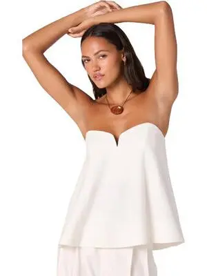 Astr The Label Talulla Strapless Babydoll Top - Off White