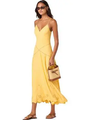 Astr The Label Lainey Eyelet Midi Dress - Mango