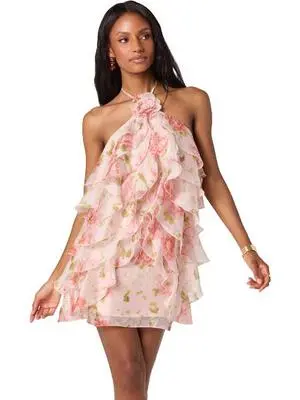 Astr The Label Ofra Ruffle Mini Dress - Blush Floral