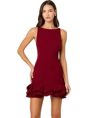 Astr The Label ASTR The Label Ruffled Hem Mini Dress Wine
