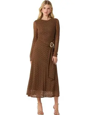Astr The Label ASTR The Label Belted Lace Midi Dress Brown
