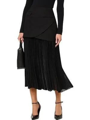 Astr The Label Layered Pleated Skirt - Black