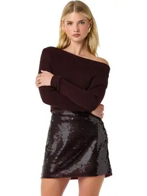 Astr The Label Sequin Mini Skirt - Brown