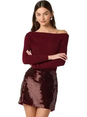 Astr The Label Sequin Mini Skirt - Wine