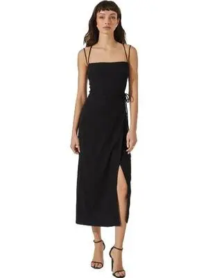 Astr The Label Brinda Wrap Midi Dress - Black