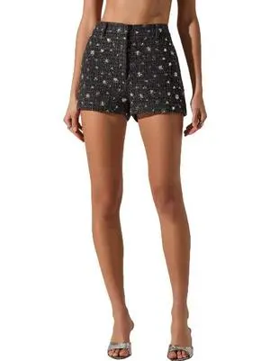 Astr The Label Wynn Embellished Mini Shorts - Charcoal