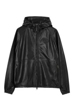 Burberry Leather Hooded Jacket - Black