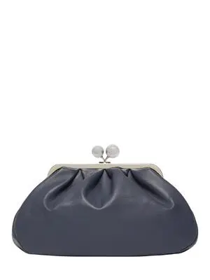Max Mara Medium Leather Pasticcino Clutch Bag - Navy