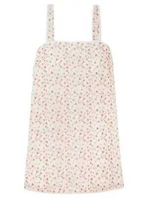 Posse Charlotte Lace-trimmed Floral-print Cotton Mini Dress - Multi