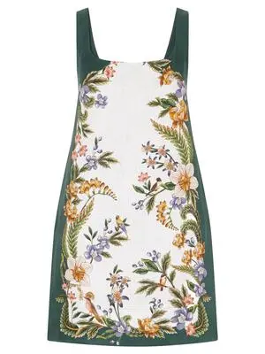 Farm Rio Floral Print Linen Mini Dress - Multi