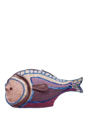 Staud STAUD X Da Adolfo Pesce Beaded Leather Clutch Multi