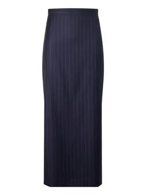 Givenchy Pinstriped Wool Midi Skirt - Blue