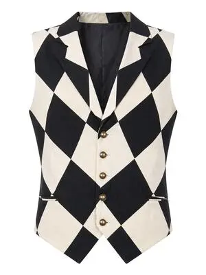 CASTANEDA Tailored Vest With Patchwork Motif - Black