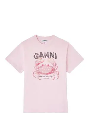 GANNI Printed Cotton T-shirt - Multicolor