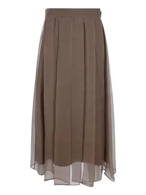 Brunello Cucinelli Brunello Cucinelli Silk Midi Skirt Multicolor