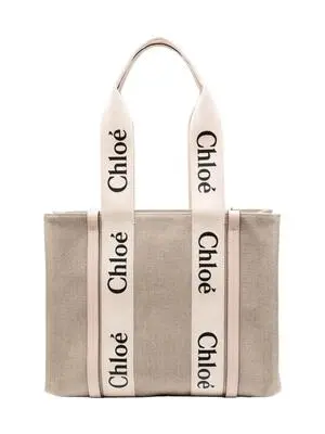 Chloé Woody Medium Linen Tote - Multicolor