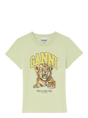 GANNI Printed Cotton T-shirt - Multicolor