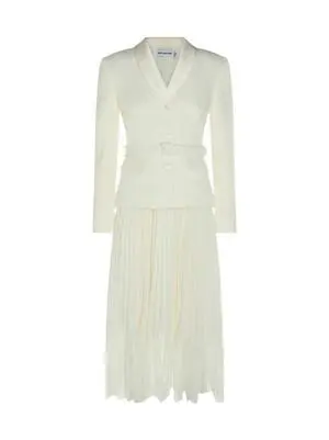SELF-PORTRAIT Shawl Collar Midi Dress - Multicolor
