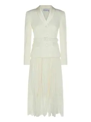 SELF-PORTRAIT Shawl Collar Midi Dress - Multicolor