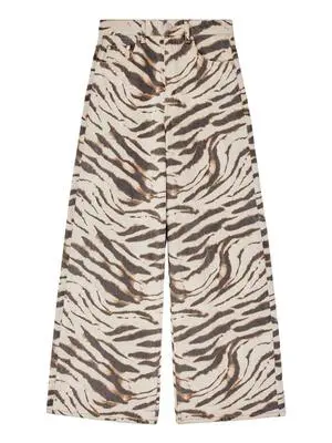 GANNI GANNI Zebra Print Wide Leg Jeans Multicolor