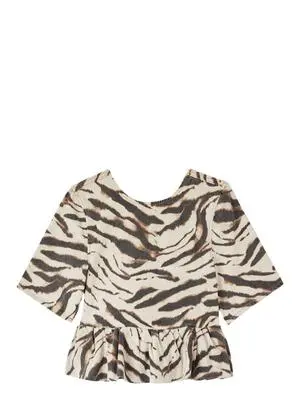 GANNI Zebra Print Organic Cotton Top - Multicolor