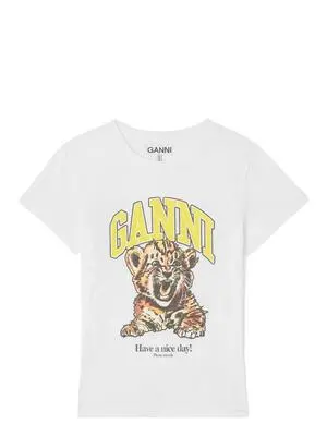 GANNI Graphic Print Cotton T-shirt - Multicolor