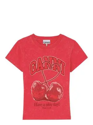 GANNI GANNI Printed Cotton T-Shirt Multicolor