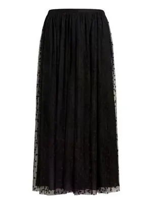 Alberta Ferretti Tulle Midi Skirt With Polka Dot Overlay - Black