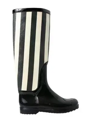 Dolce & Gabbana Dolce & Gabbana Striped Knee-High Rubber Boots Black
