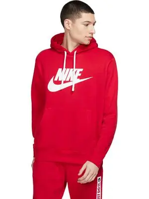 Nike Club Fleece Graphic Pullover Hoodie - Red