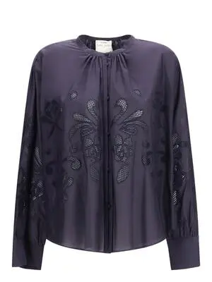 FORTE_FORTE Embroidered Cotton Shirt - Blue