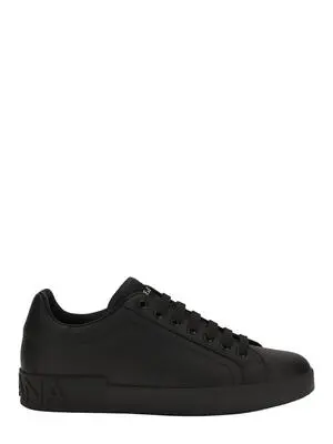 Dolce & Gabbana DOLCE & GABBANA Portofino Calfskin Leather Sneakers Black
