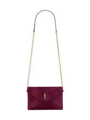 SAINT LAURENT Saint Laurent Suede Crossbody Bag With Metal Cassandre Logo