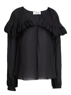 LANVIN Polyester Ruched Top - Black